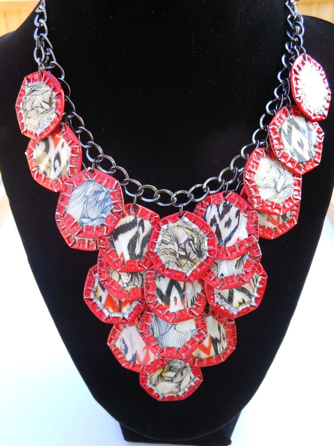 OOAK Green Motif Upcycled Magazine Collage and Beer Cap - Etsy