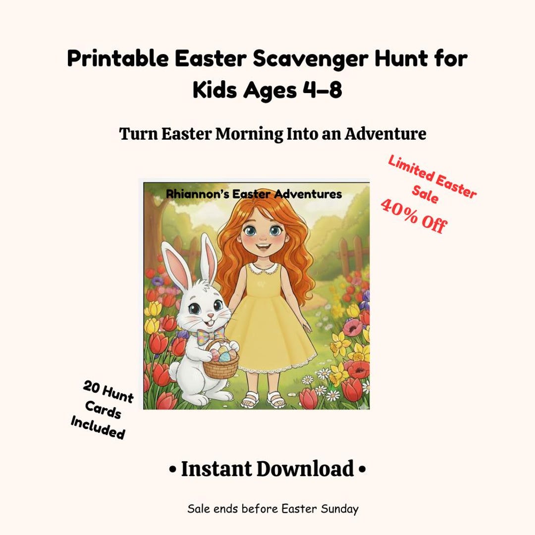 Printable Easter Scavenger Hunt for Kids Ages 4–8, Easter Treasure Hunt ...