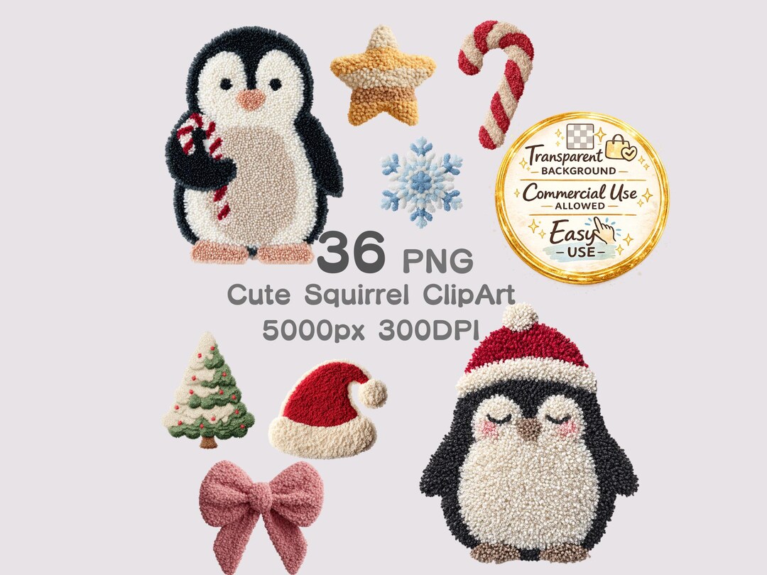 Penguin Christmas Clipart Bundle – 36 PNG (5000px), Cute Winter Animals ...