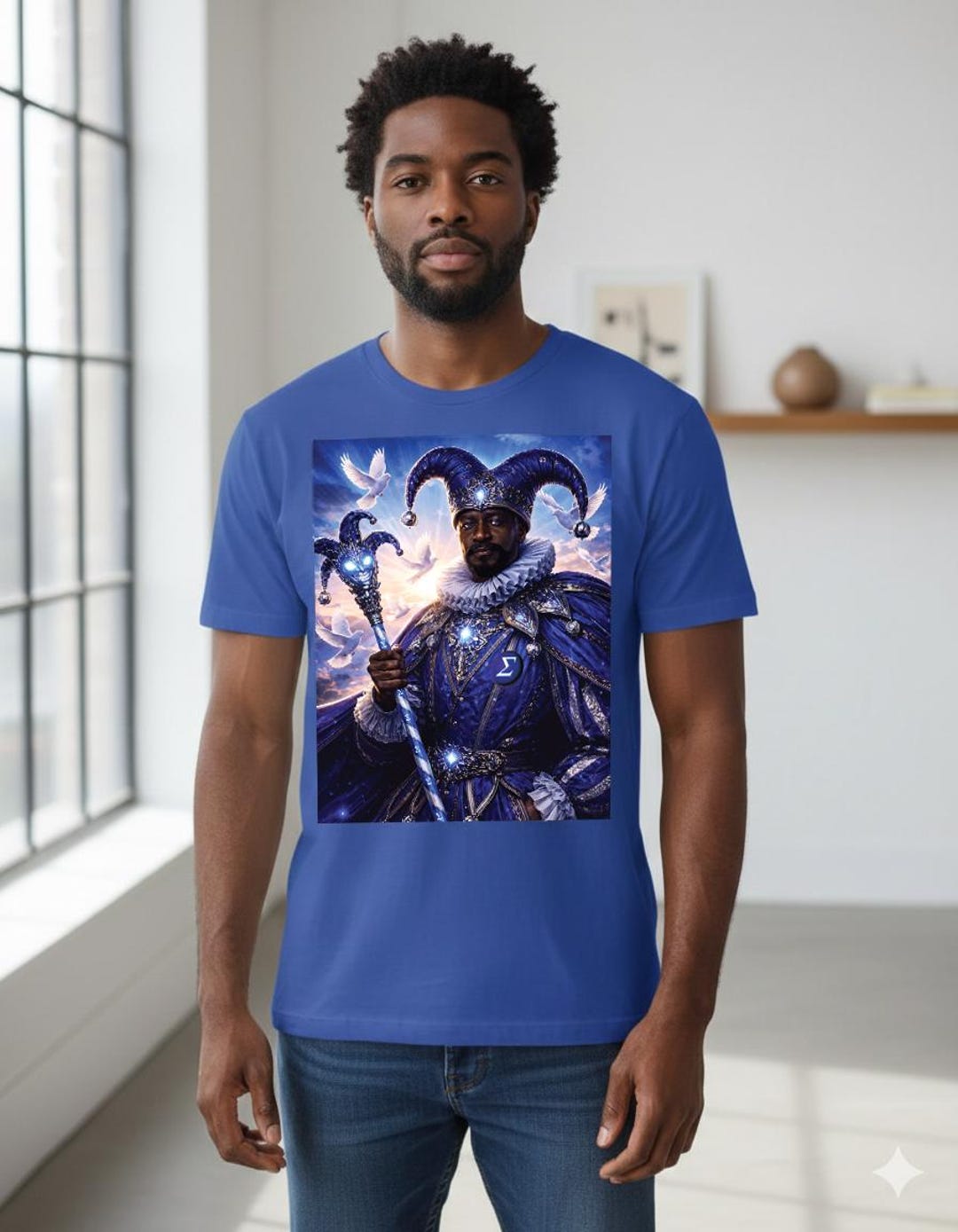 Camiseta con pintura del Rey Bufón Azul de Sigma / retrato de fantasía ...
