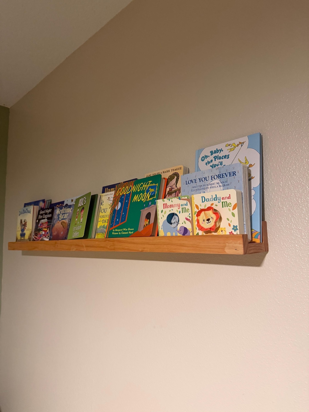 Floating Wooden Book Ledge | Kids Book Shelf & Picture Display - Etsy