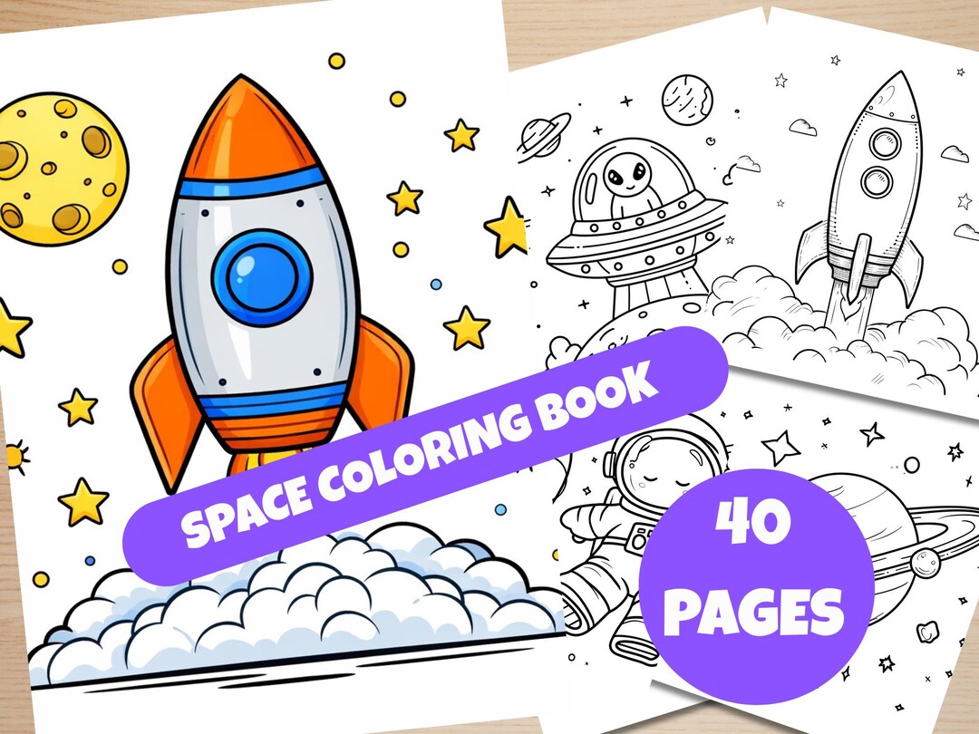 Outer Space Coloring Book for Kids – 40 Printable Pages (PDF) - Etsy