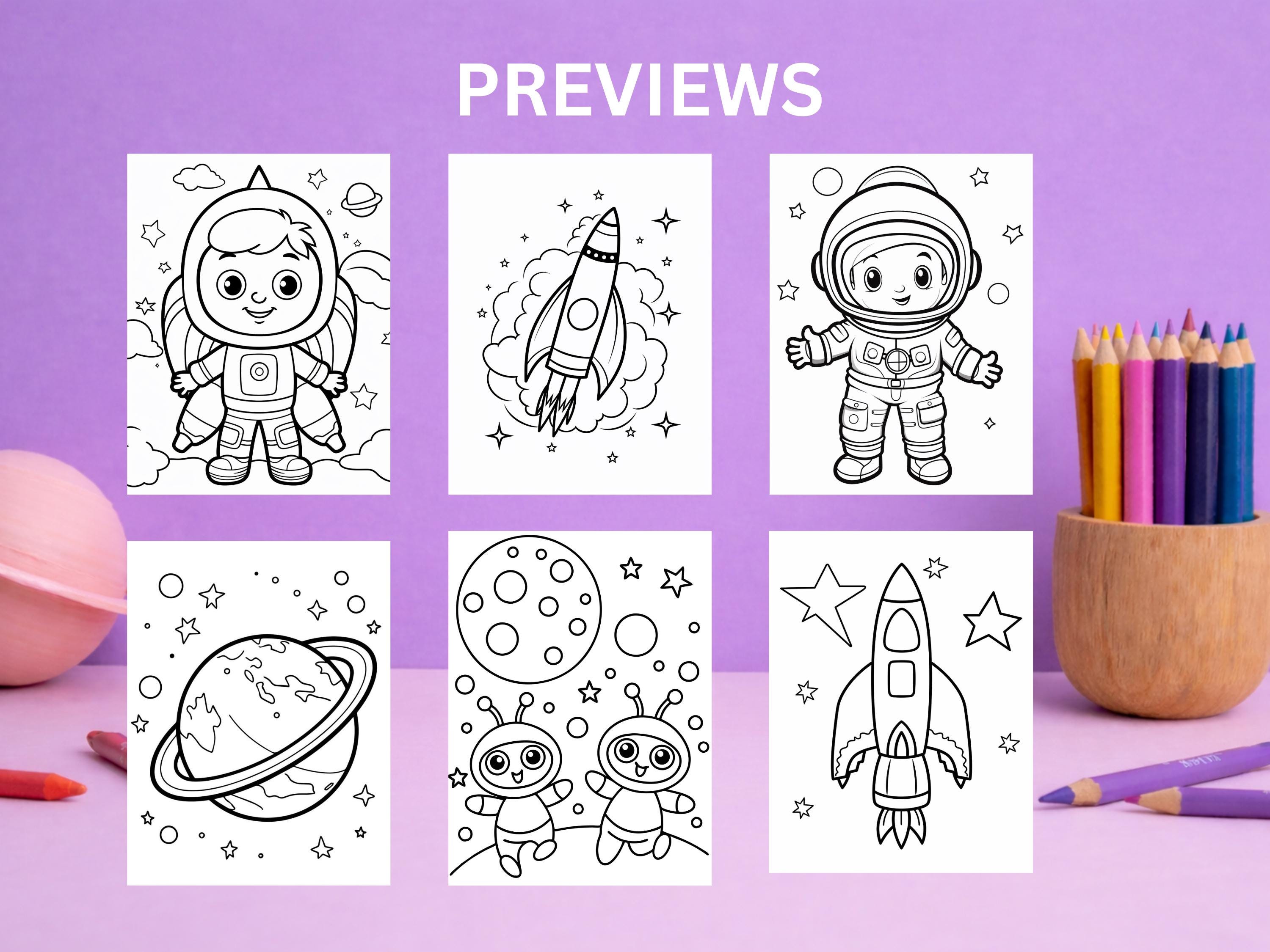 Space Coloring Book for Kids | Astronauts, Planets, Rockets (PDF ...