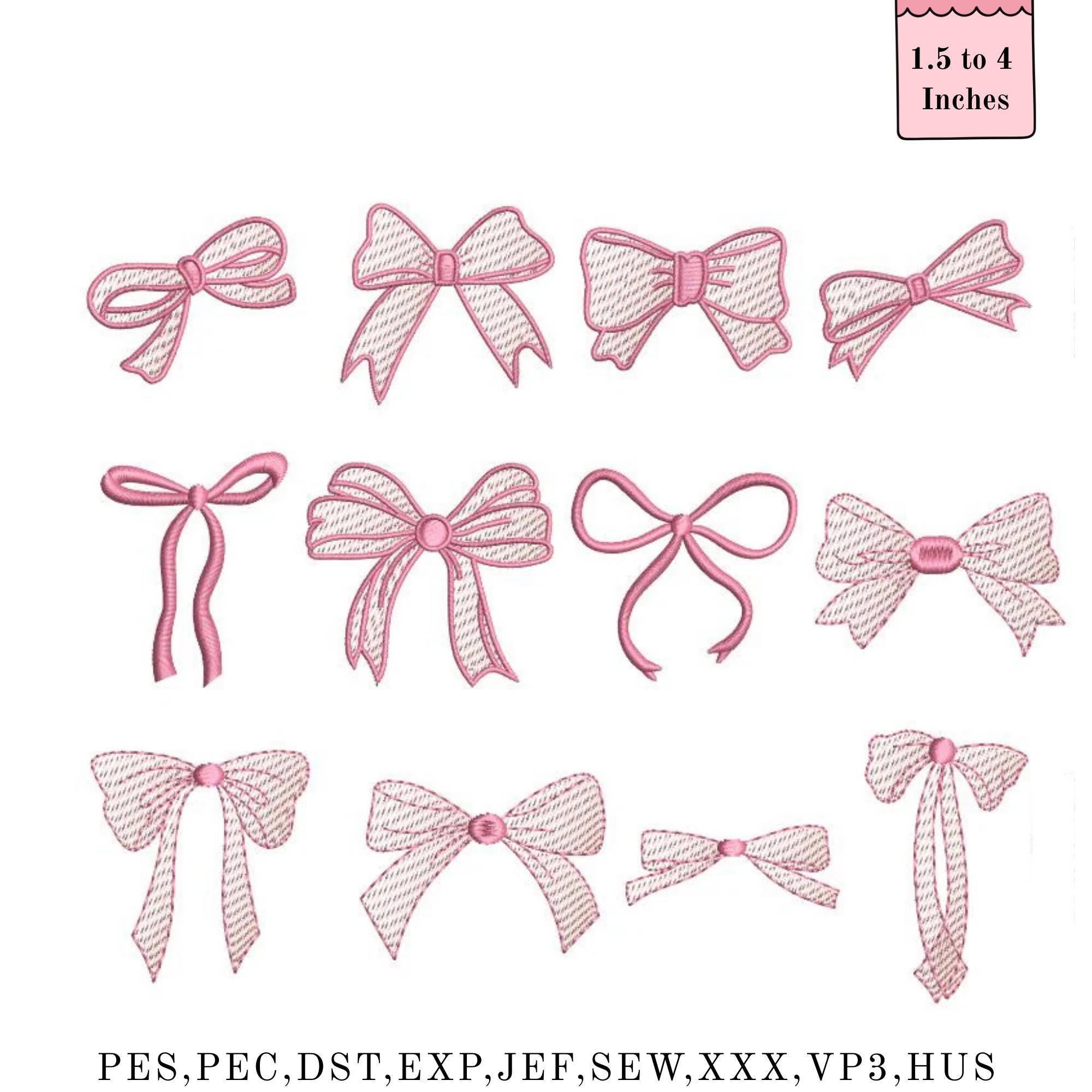 Mini Bow Machine Embroidery Design, Ribbon Bow Tie Embroidery, Side Bow ...