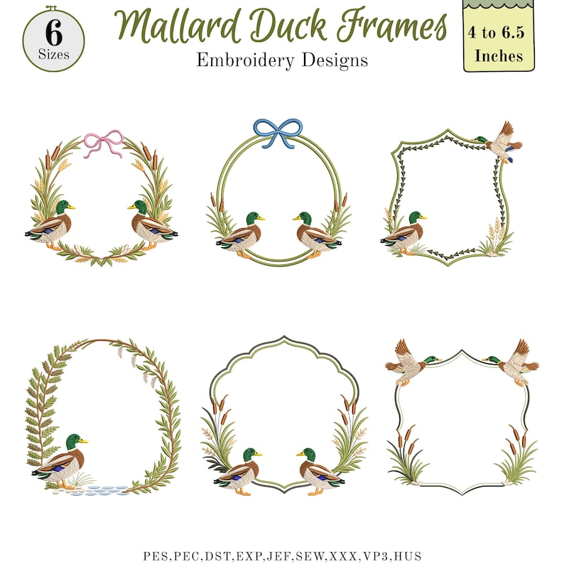 Mallard Duck Monogram Frame Embroidery Design, Farmhouse Bird, Hunting ...