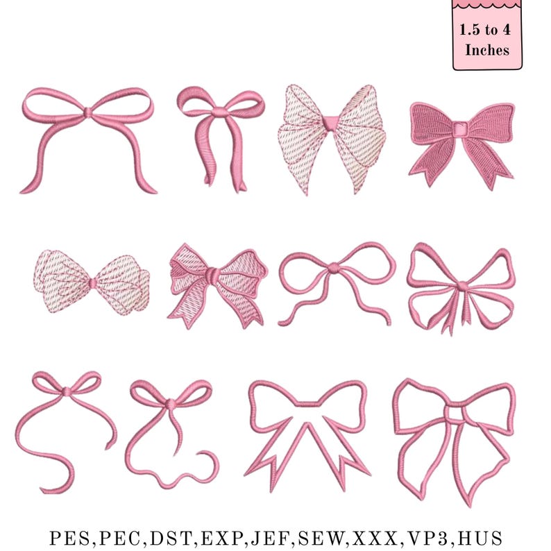 Mini Bow Machine Embroidery Design, Ribbon Bow Tie Embroidery, Side Bow ...