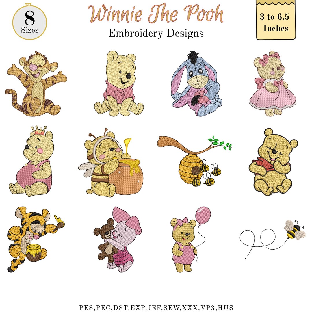 Cute Animal Embroidery Designs, Honey Bear, Forest Friends, Baby ...