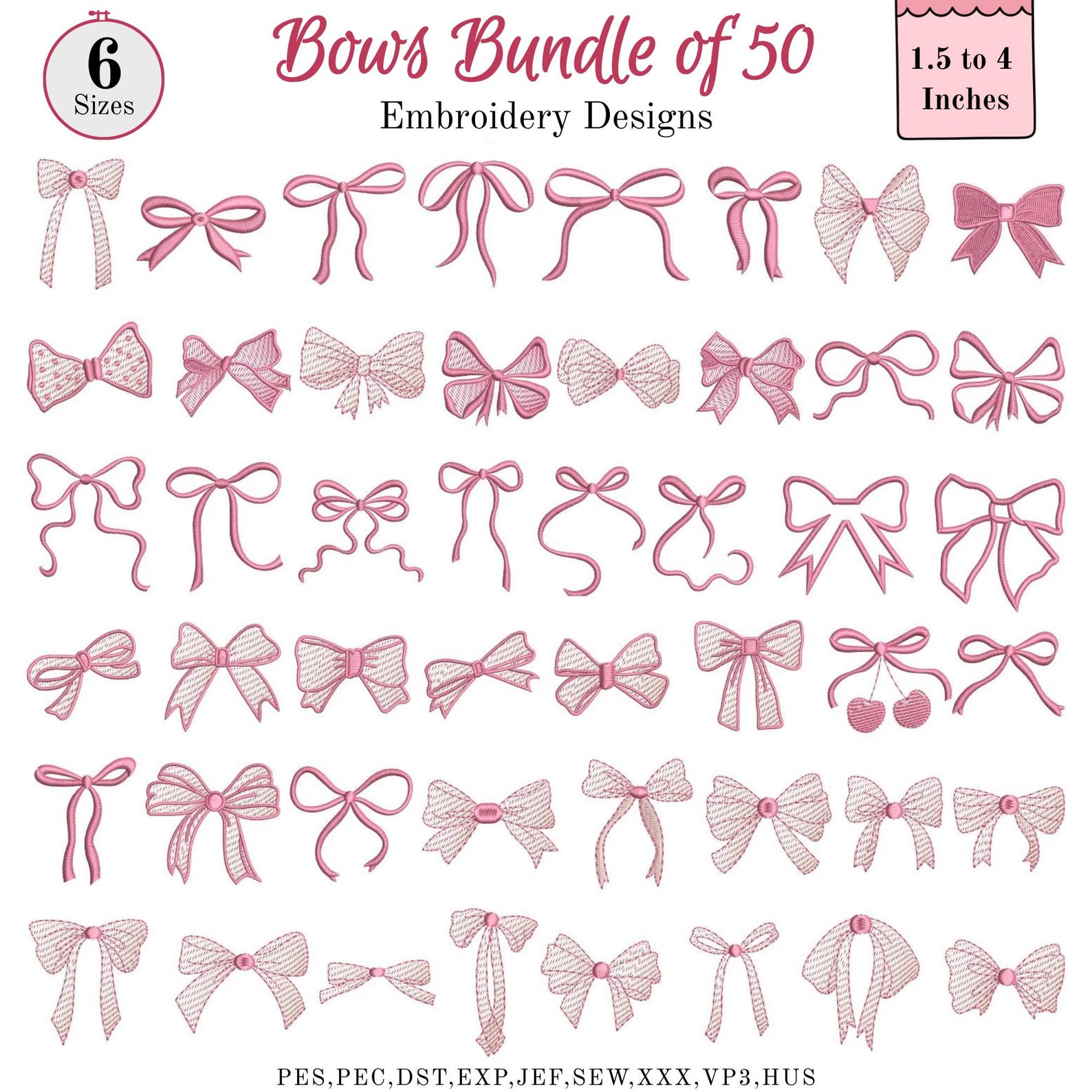 Mini Bow Machine Embroidery Design, Ribbon Bow Tie Embroidery, Side Bow ...
