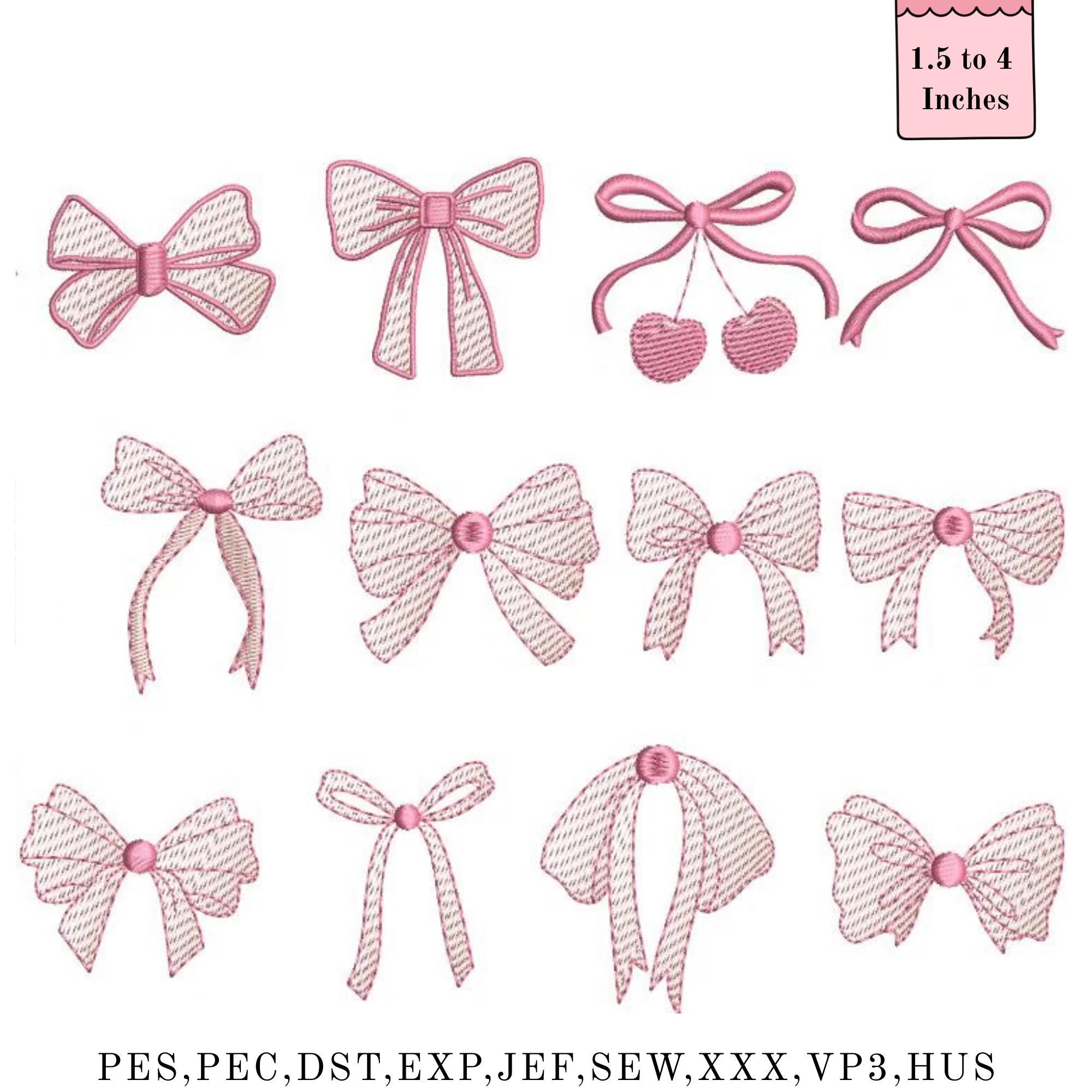 Mini Bow Machine Embroidery Design, Ribbon Bow Tie Embroidery, Side Bow ...