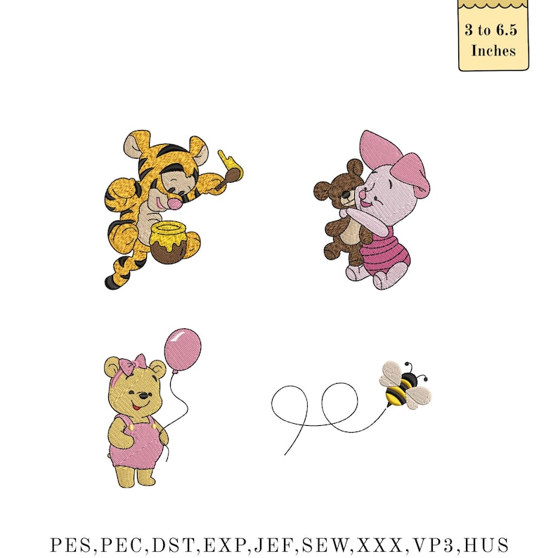 Cute Animal Embroidery Designs, Honey Bear, Forest Friends, Baby ...