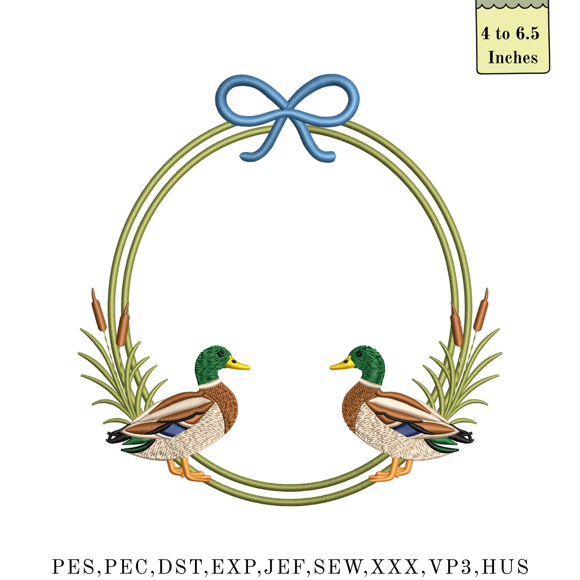 Mallard Duck Monogram Frame Embroidery Design, Farmhouse Bird, Hunting ...