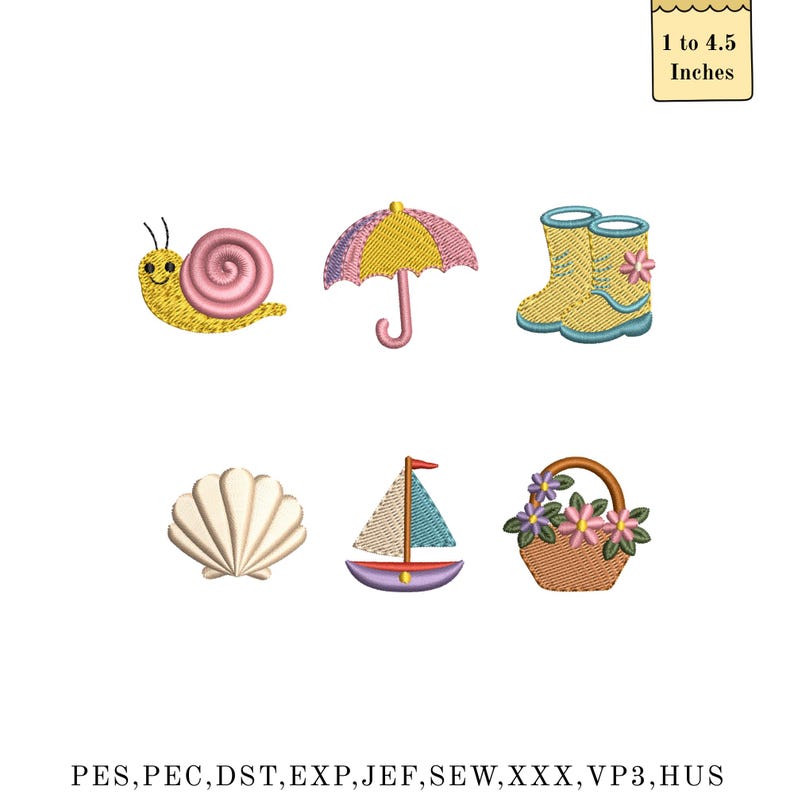 Mini Spring Machine Embroidery Design, Cute Easter and Summer Icons ...