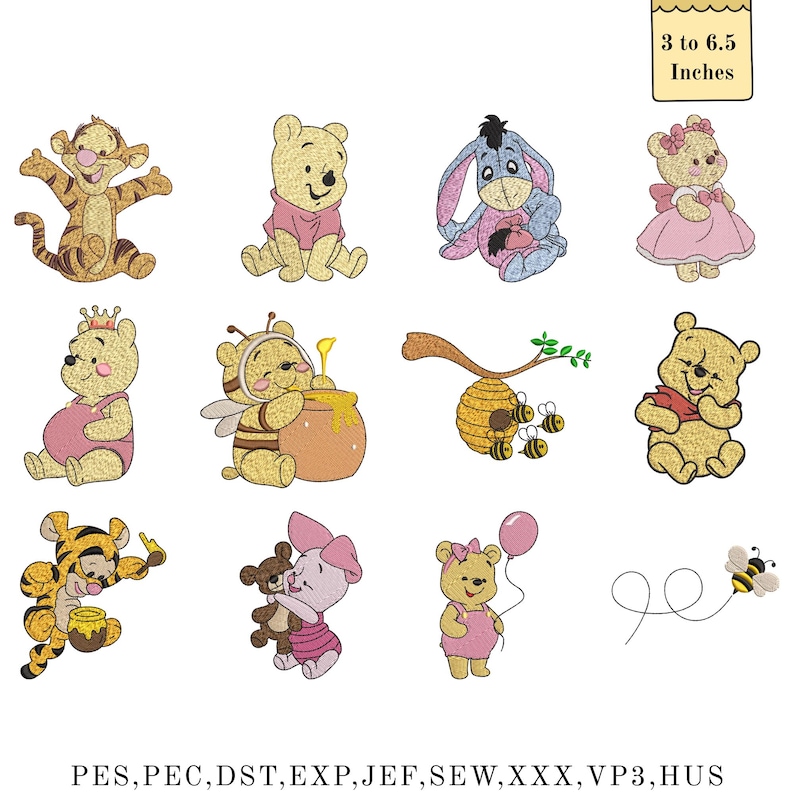 Cute Animal Embroidery Designs, Honey Bear, Forest Friends, Baby ...