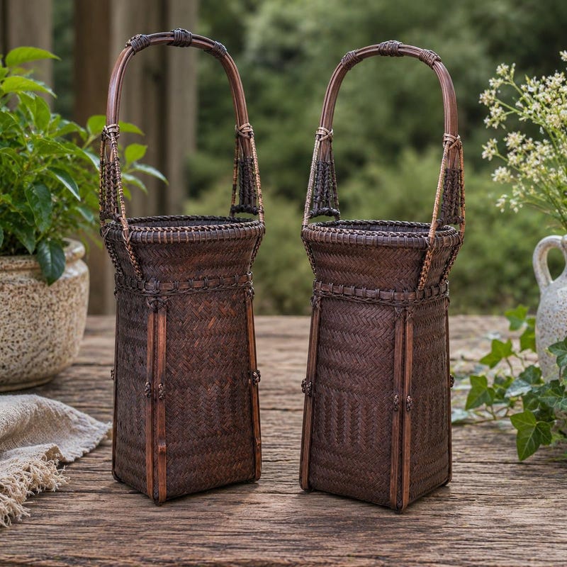 Vintage Bamboo Baskets - Etsy