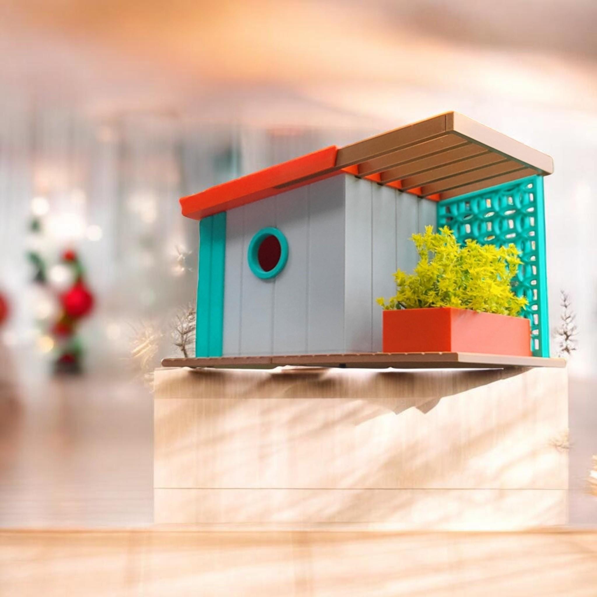 Modern Birdhouse Mid Century Outdoor Decor Minimalist Garden Habitat ...