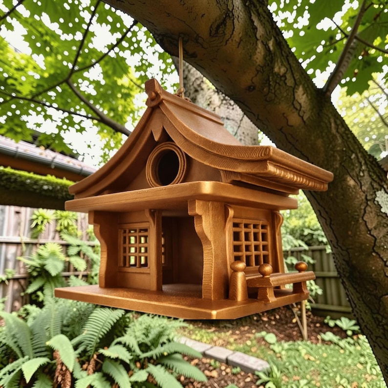 Japanese Birdhouse Zen Garden Style Hanging Bird Feeder Dojo Inspired ...