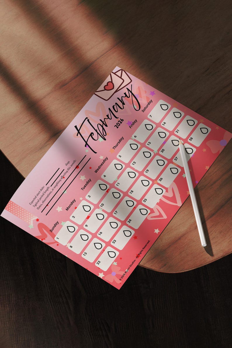 Period Tracker Printable, Whimsical Menstrual Calendar for New ...