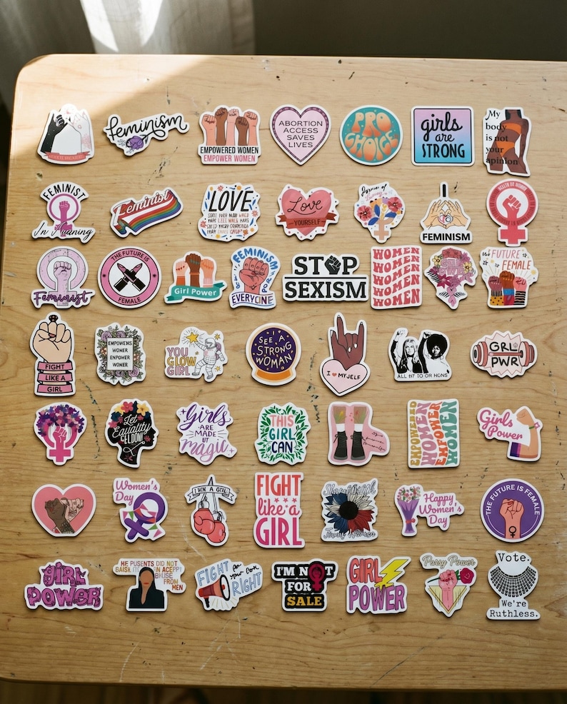 100pcs Feminist Stickers, Girl Power Cartoon Decals, Women Empowerment ...