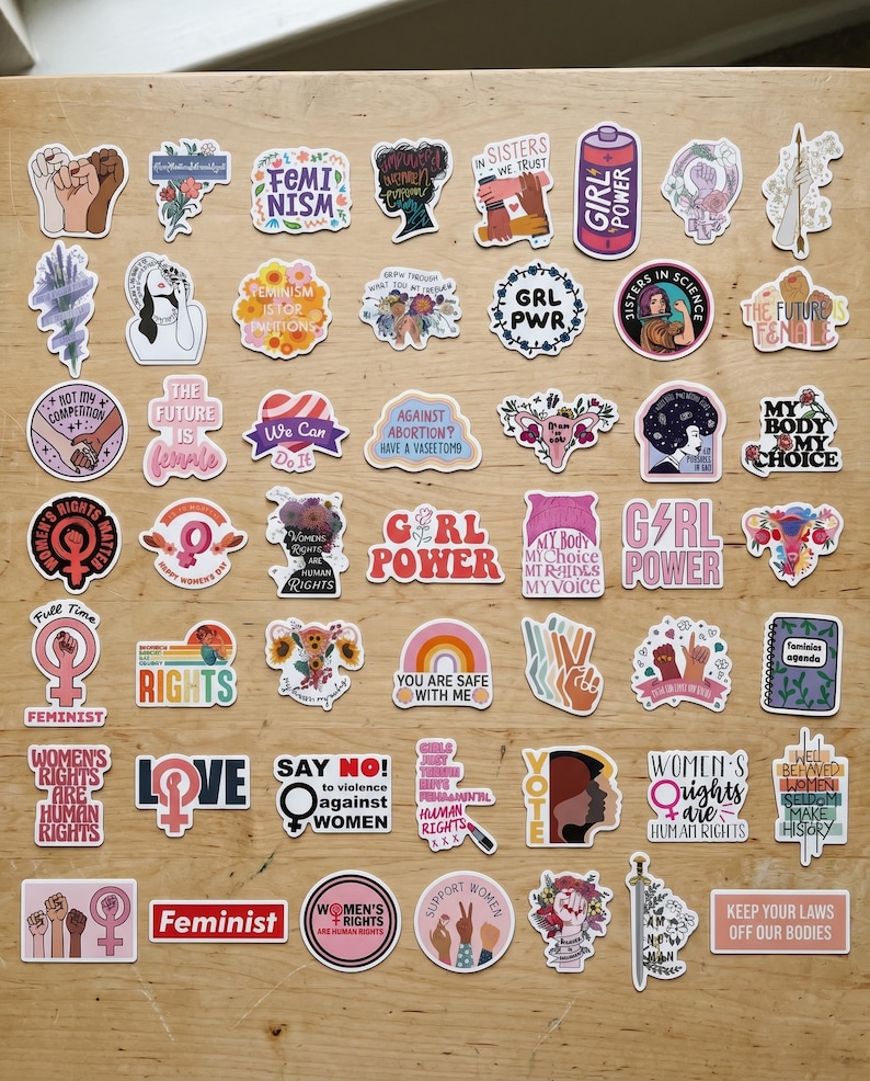 100pcs Feminist Stickers, Girl Power Cartoon Decals, Women Empowerment ...