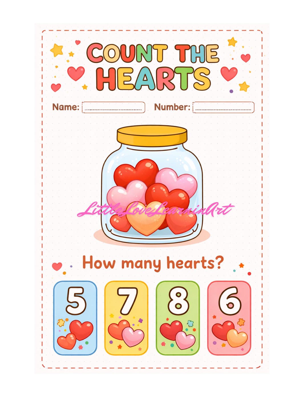 Counting Hearts Worksheets for Toddlers | Numbers 1–10 | Preschool Math ...