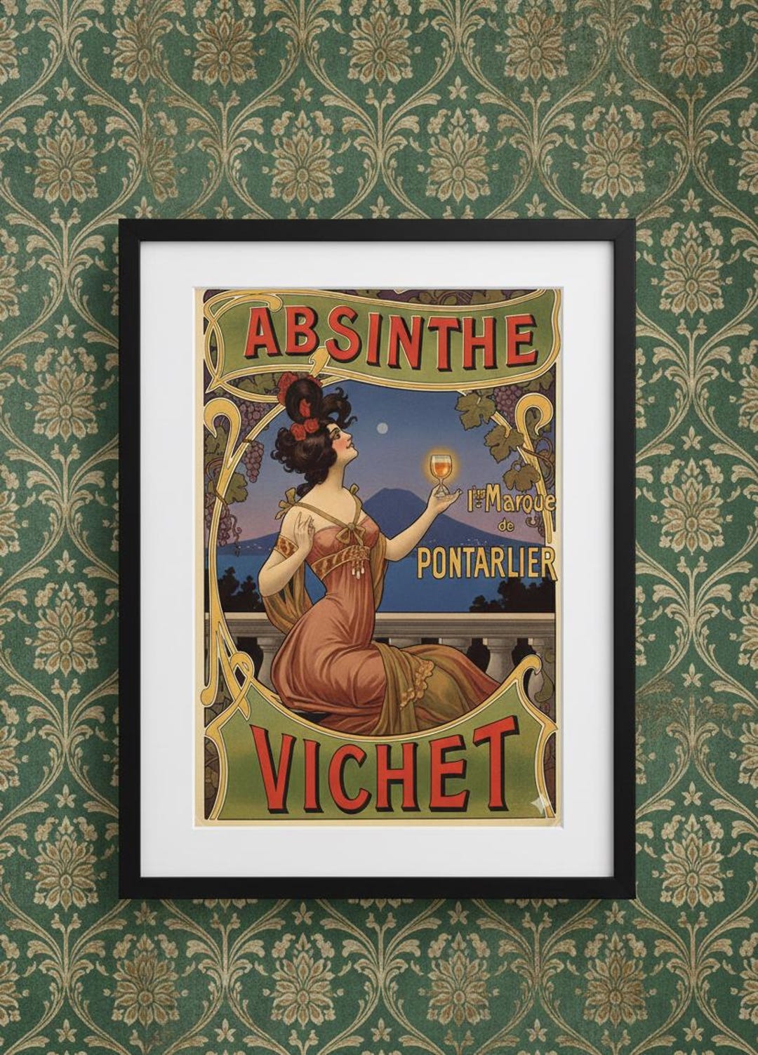 Absinthe Vichet Poster – Vintage French Art Nouveau Bar Print (digital ...