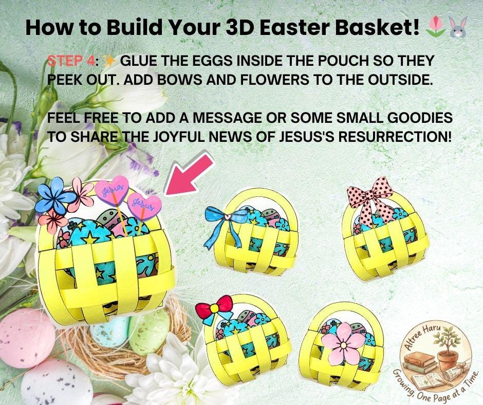 3D Easter Basket Craft Kit | Printable Color and Cut Activity for Kids ...
