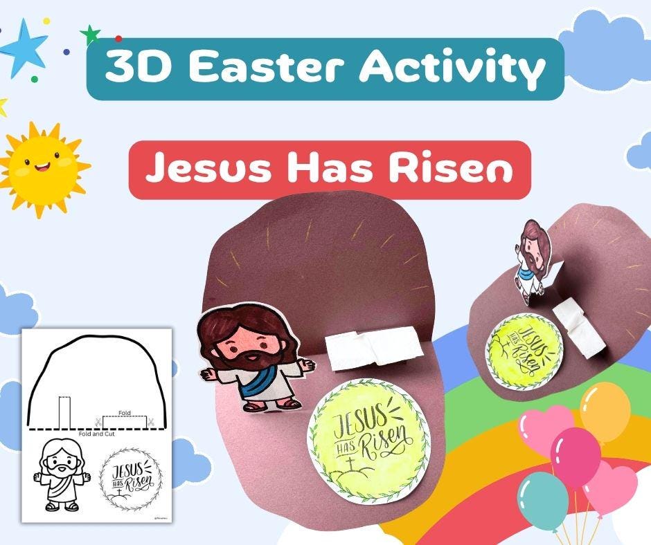 3D Easter Craft Printable | Jesus Has Risen Pop-up Tomb | Sunday School ...