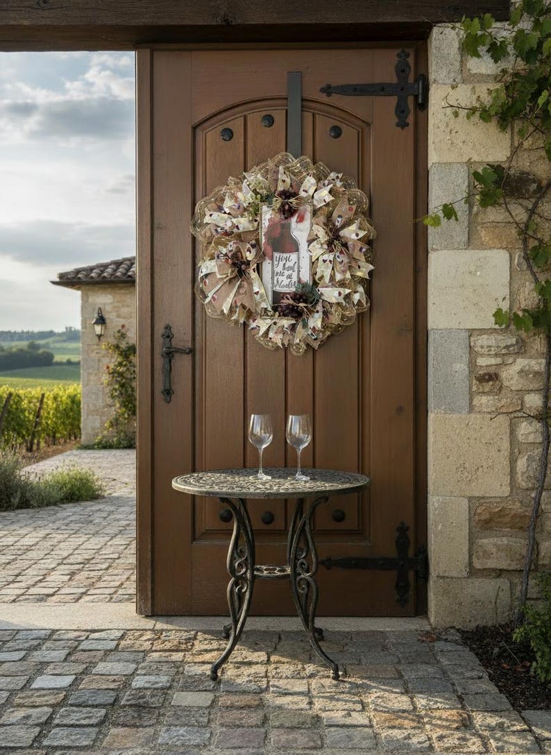 Merlot Wine Theme Wreath, Grapes and Wine Glasses Door Decor - Etsy