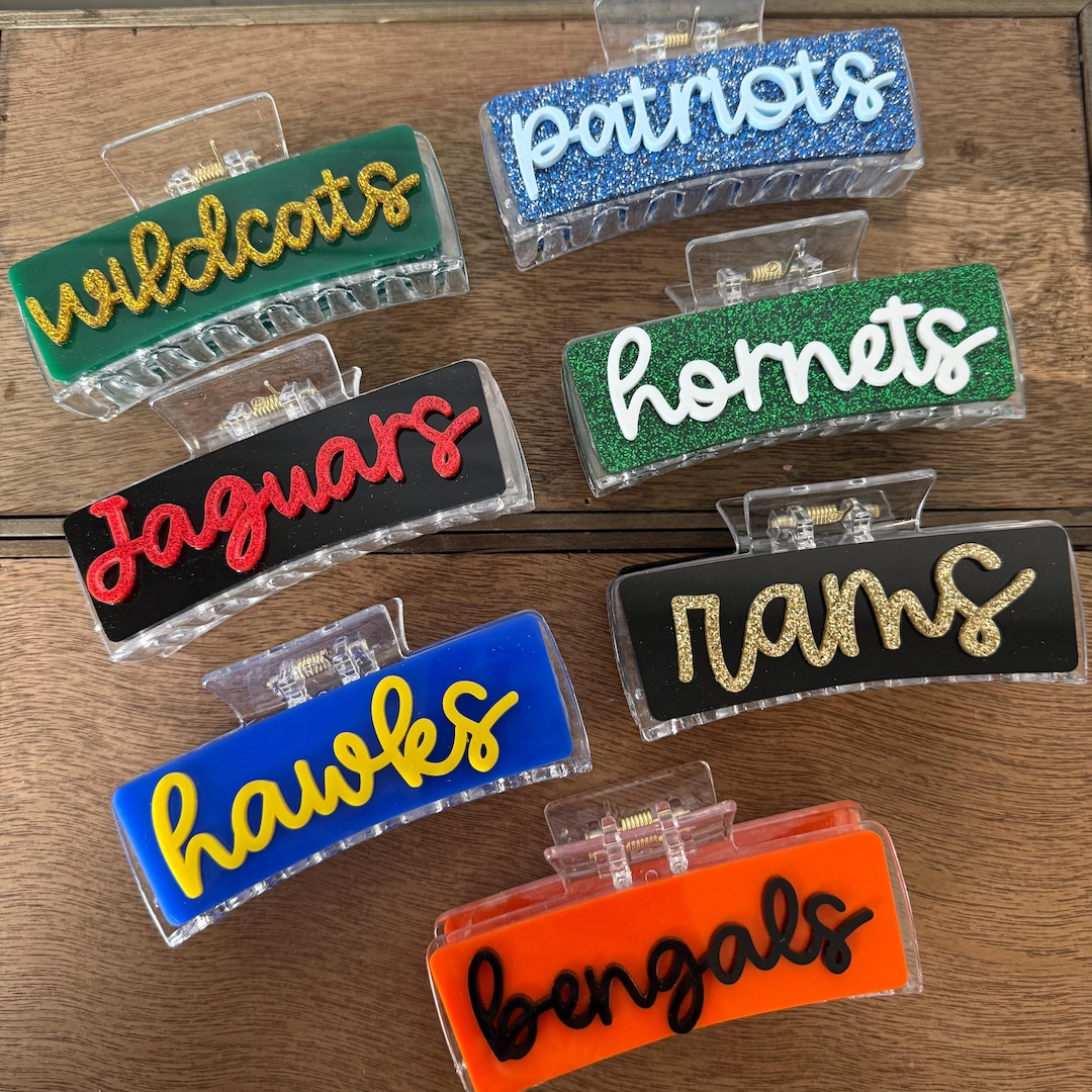 Custom Sports Team Hair Clips, Personalized Hair Claw Clips, Game Day ...