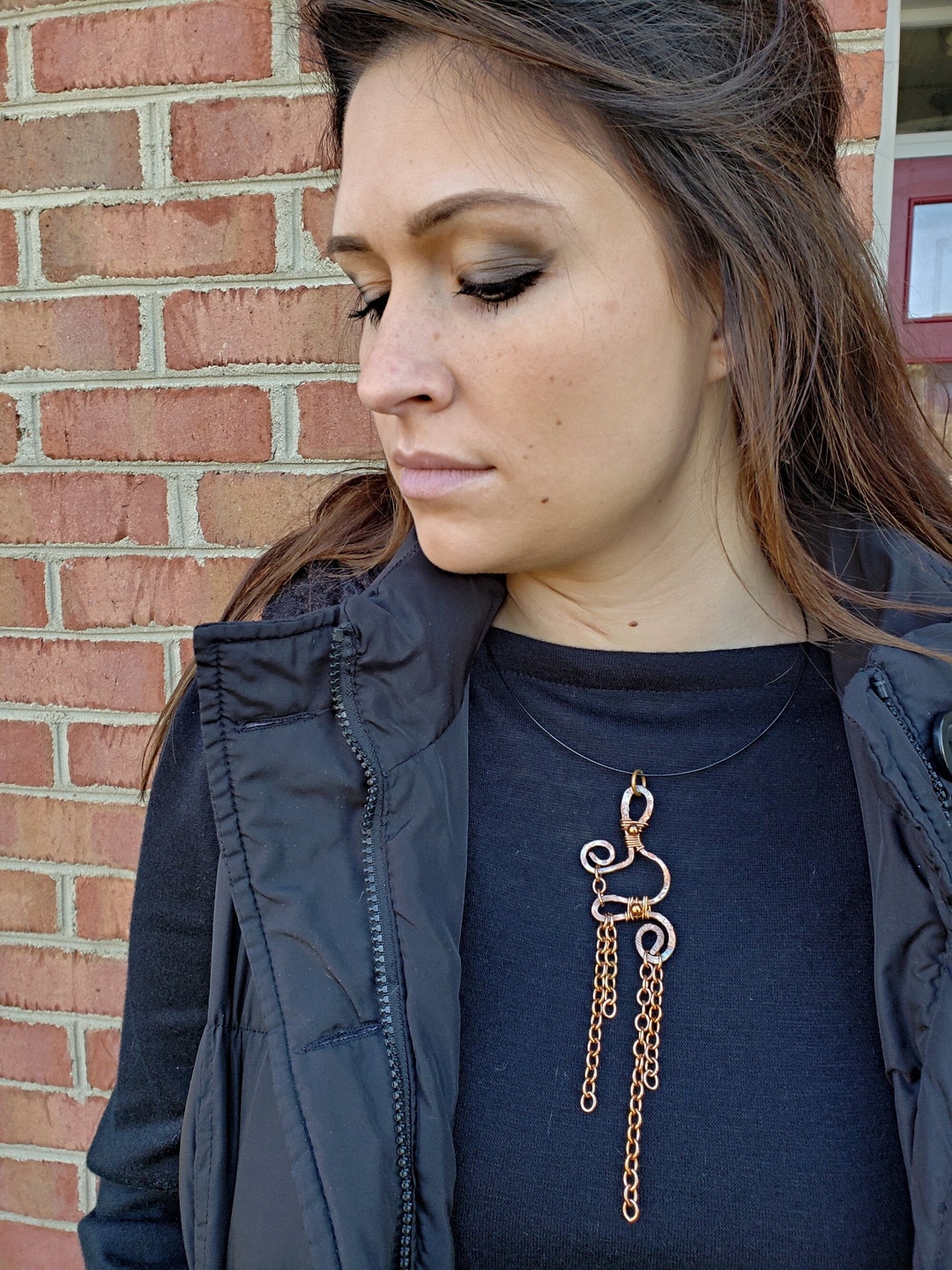 Edgy Necklace, Edgy Pendant, Copper Pendant, Copper Necklace, Funky ...