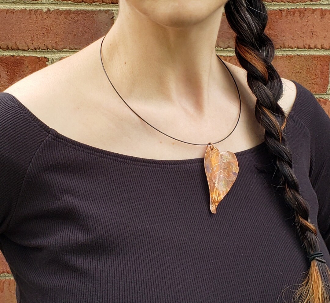 Plant Lover Pothos Inspired Copper Leaf Pendant Statement Pendant Plant ...