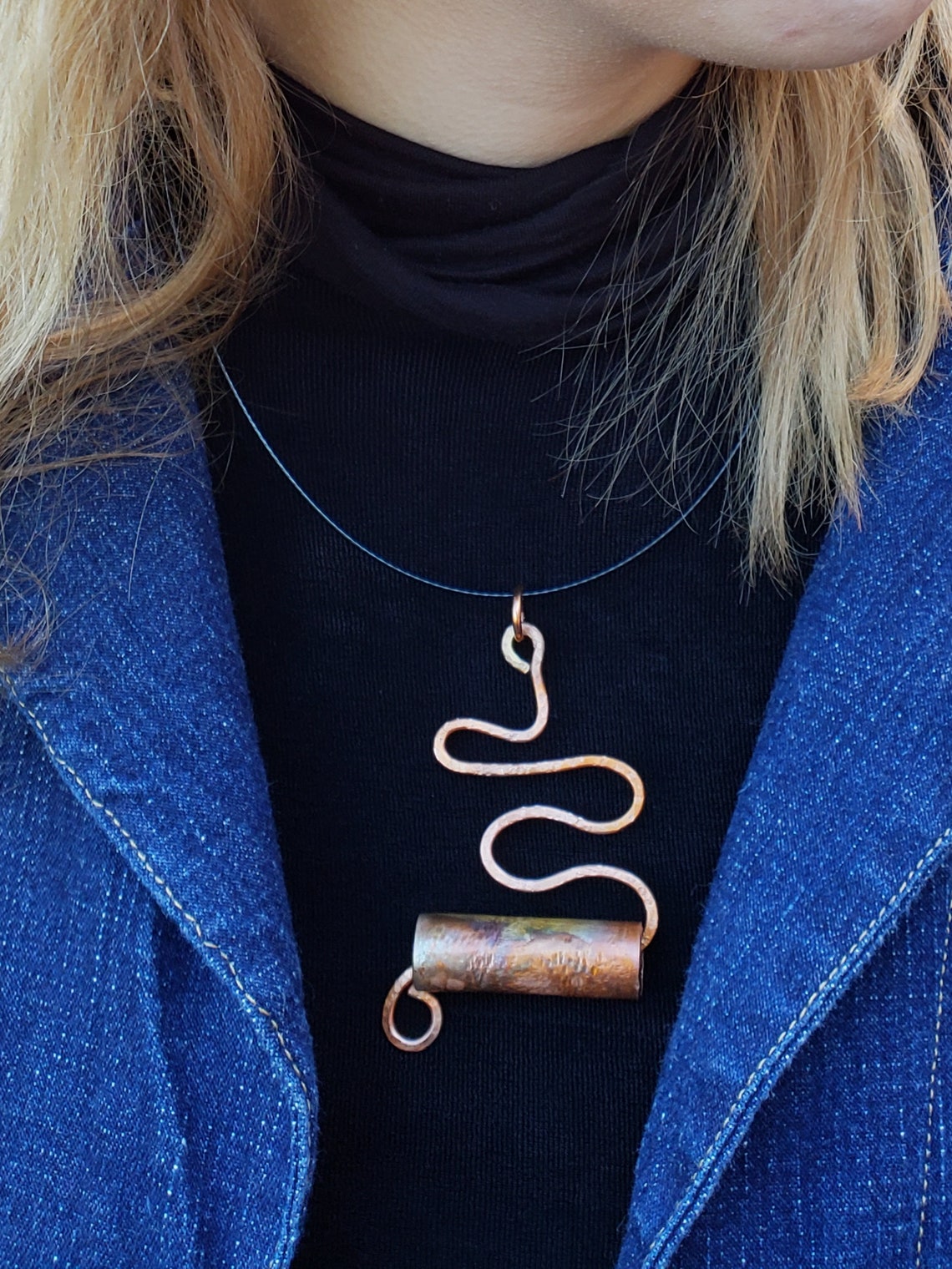 Edgy Necklace, Edgy Pendant, Copper Pendant, Copper Necklace, Funky ...