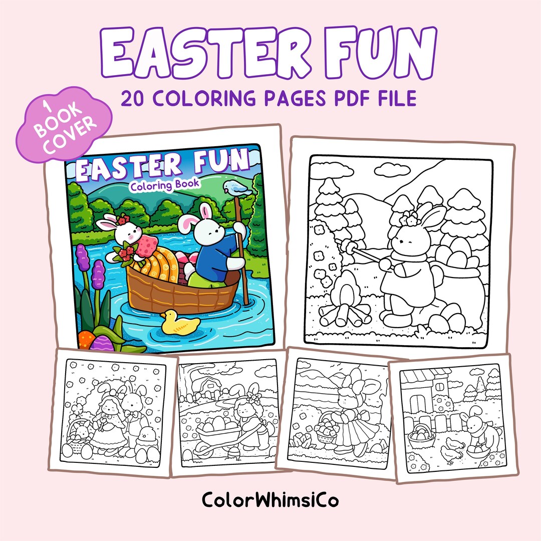 Easter Fun Coloring Pages for Kids & Adults – 20 Cozy Spring Bunny and ...