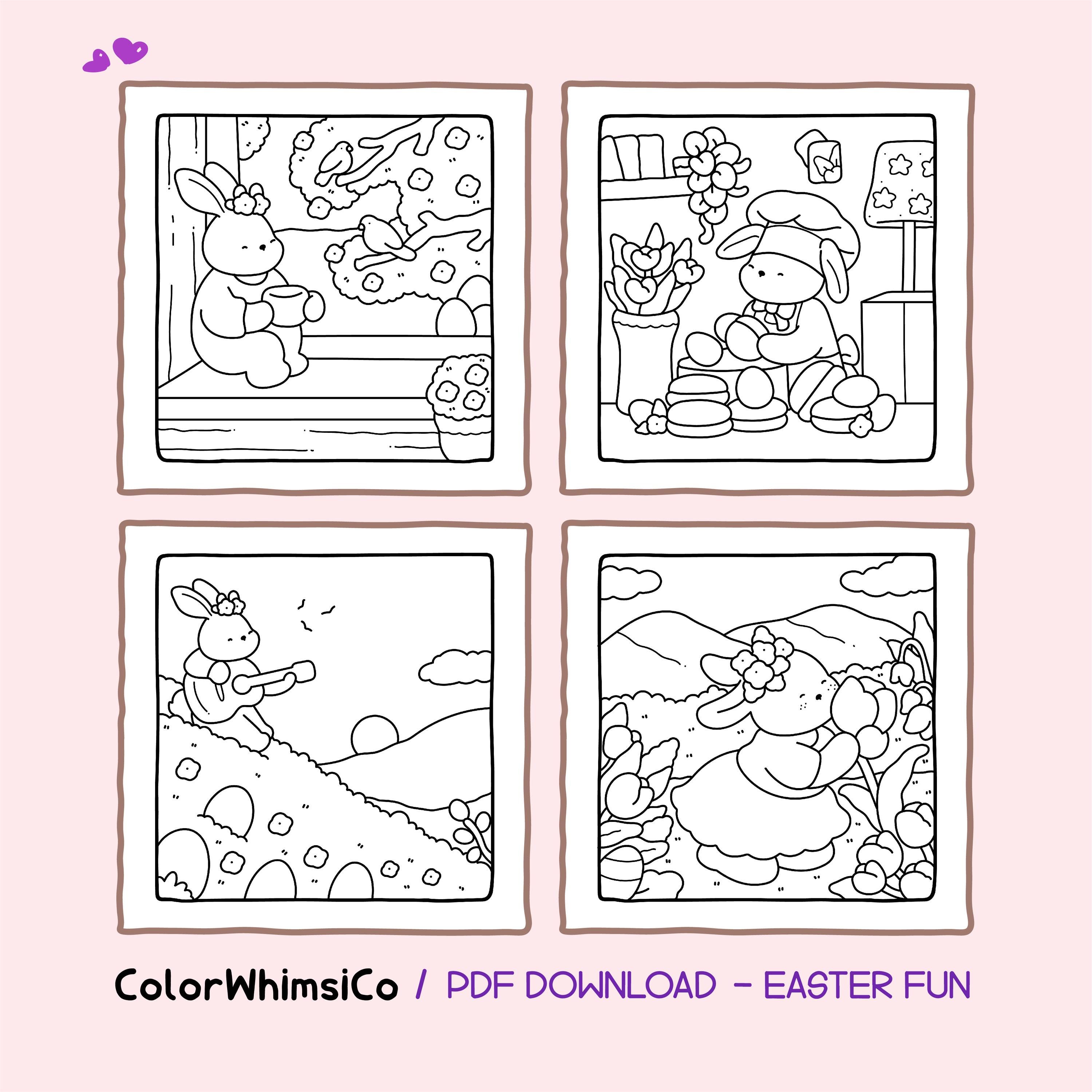 Easter Fun Coloring Pages for Kids & Adults – 20 Cozy Spring Bunny and ...