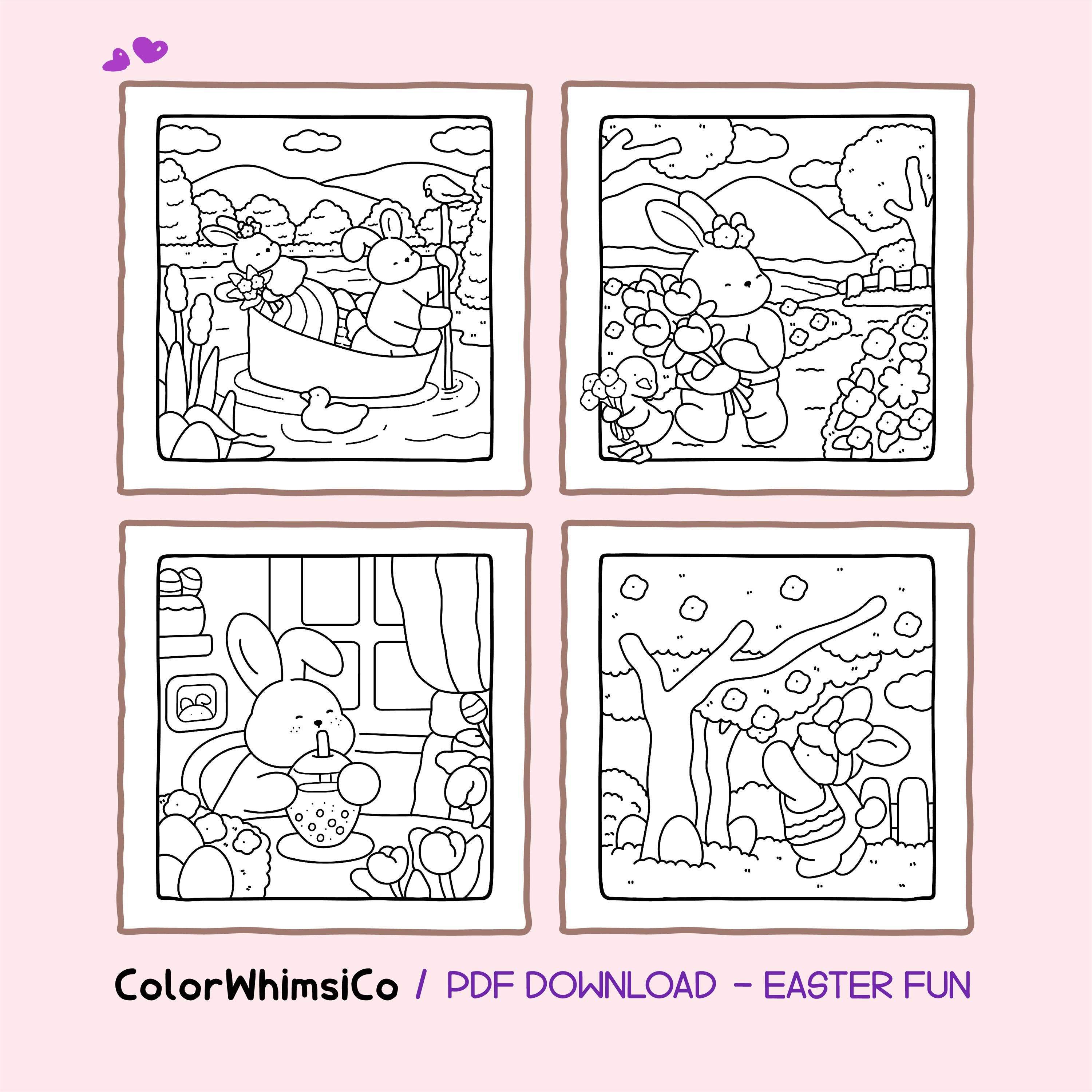 Easter Fun Coloring Pages for Kids & Adults – 20 Cozy Spring Bunny and ...