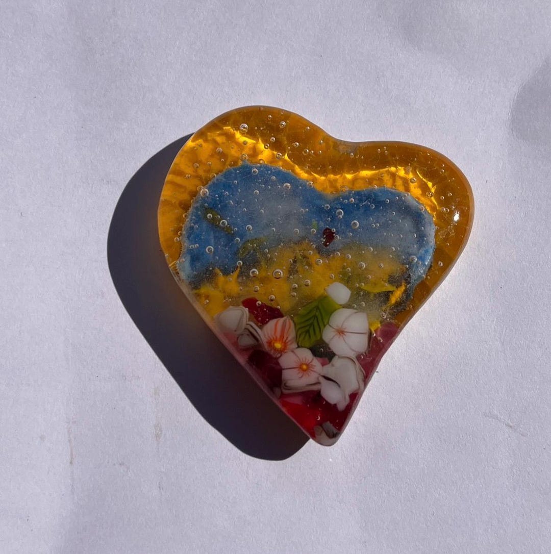 HEART 2 HEART- Brightly Colored HEART Fused Glass Magnet - Etsy