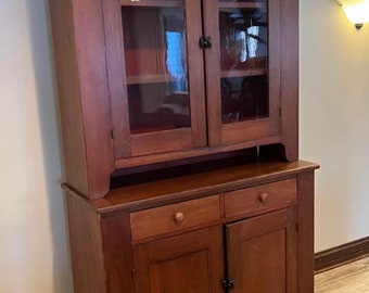 Antique Pine China Cabinet - Etsy