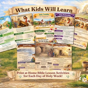 Holy Week Activity Pack for Kids, Bible Lessons, Coloring Pages (ages 4 ...