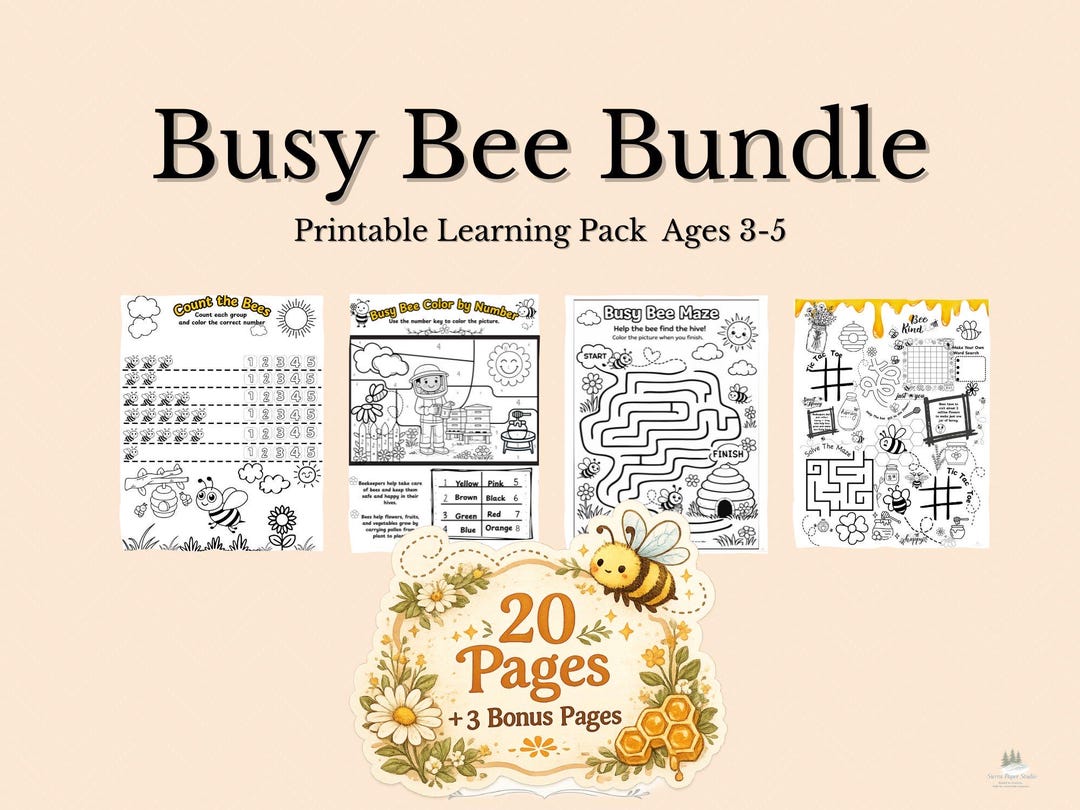 Busy Bee Activity Pack | Preschool Learning, Tracing, Mazes (printable ...