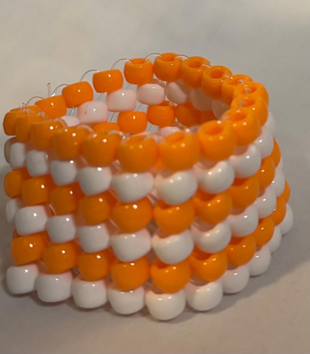 Orange and White Kandi Cuff Bracelet - Etsy
