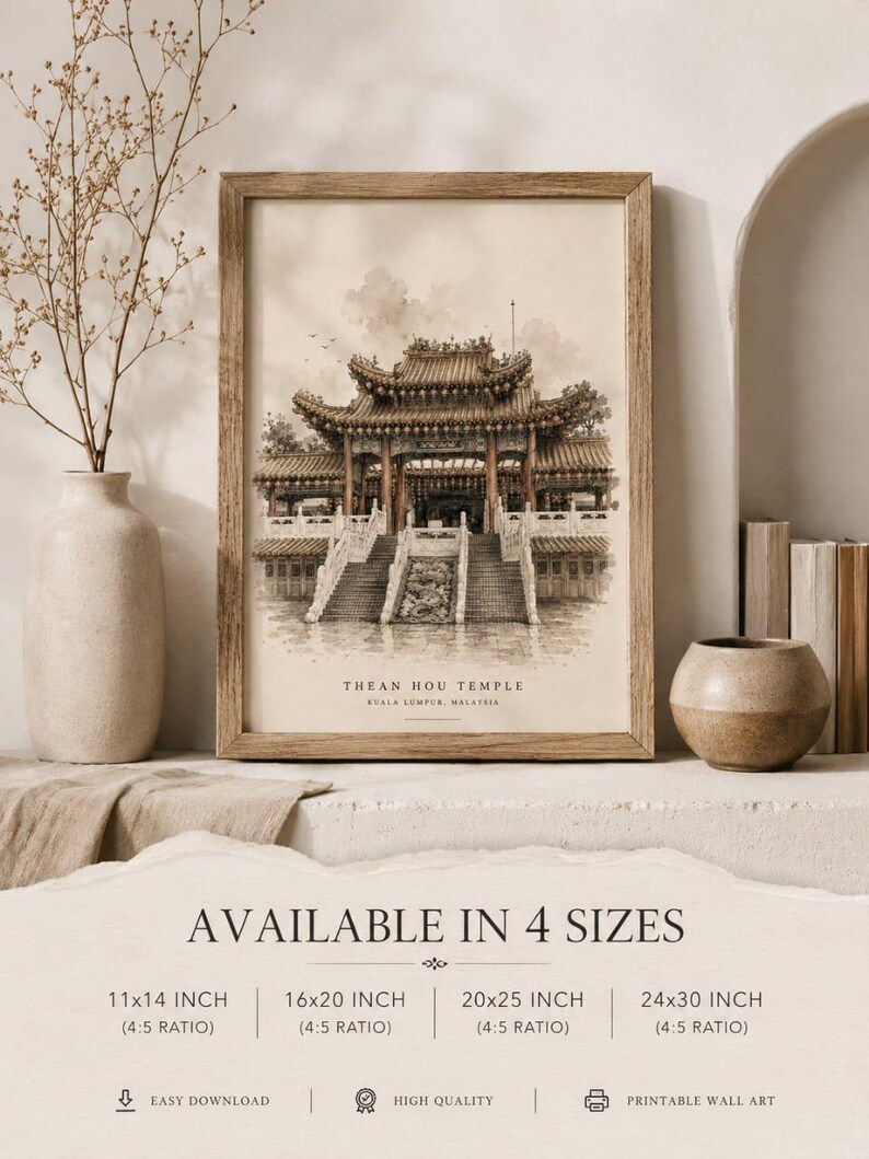 Thean Hou Tempel Wand Kunst Printable | Kuala Lumpur Malaysia ...