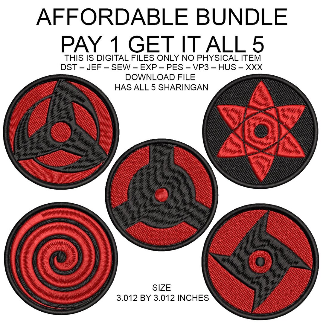 Sharingan Embroidery Design Digital Download Bundle 1 - Etsy
