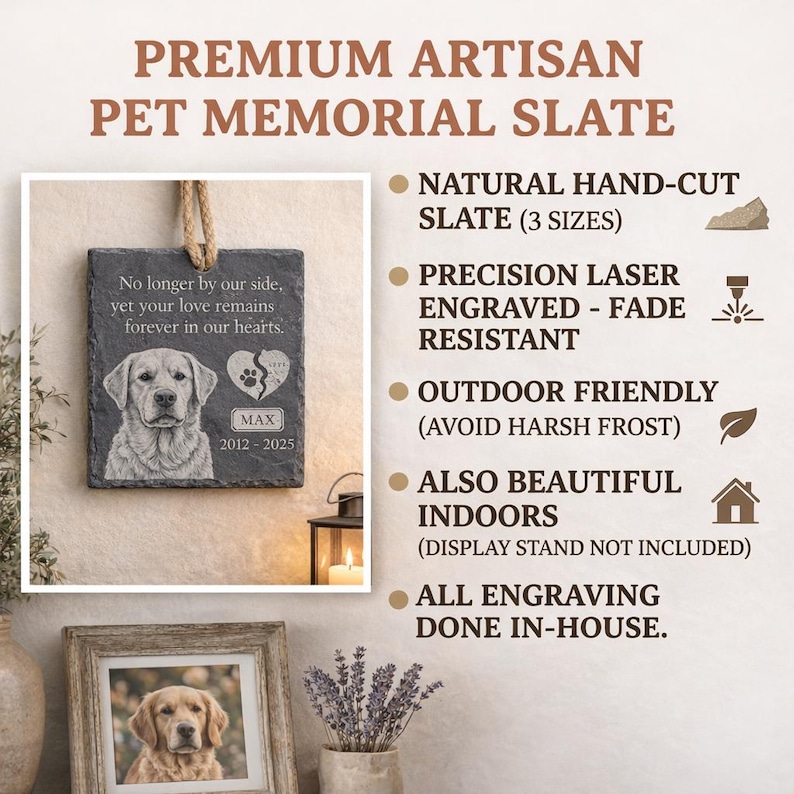 Custom Dog Memorial Stone, Engraved Pet Photo Stone, Personalized Dogs ...