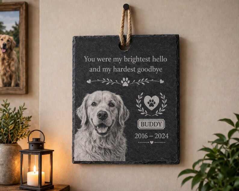 Personalized Dog Memorial Stone – Custom Dog State Portrait, Engraved ...