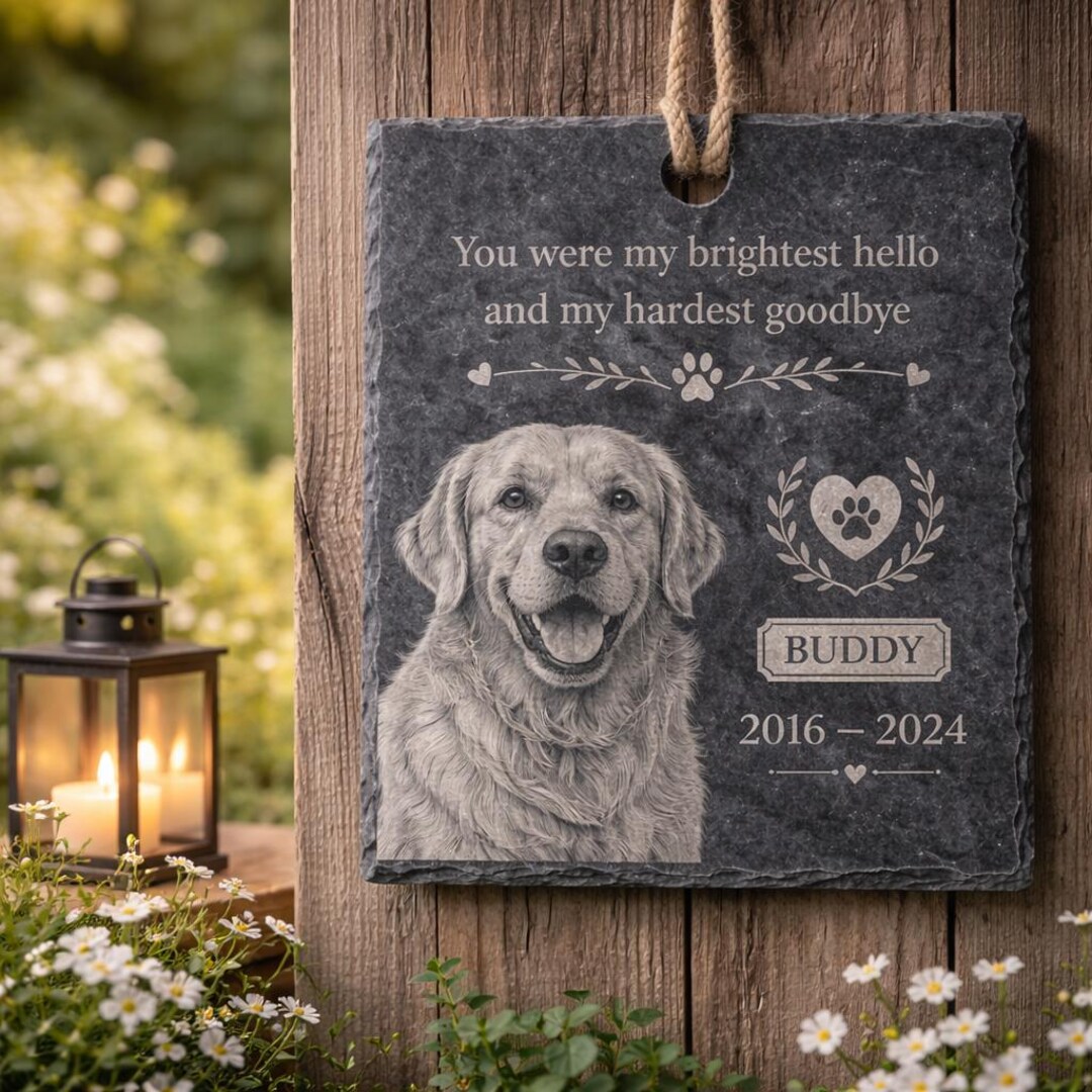 Personalized Dog Memorial Stone – Custom Dog State Portrait, Engraved ...