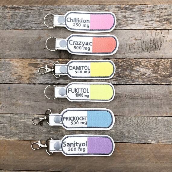 Chill Pill Key Ring Key Fob Bag Tag Snap Tab: Chillidon | Etsy