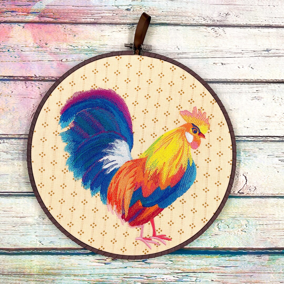 Watercolor Rooster Handmade Embroidery Hoop Wall Art Modern - Etsy