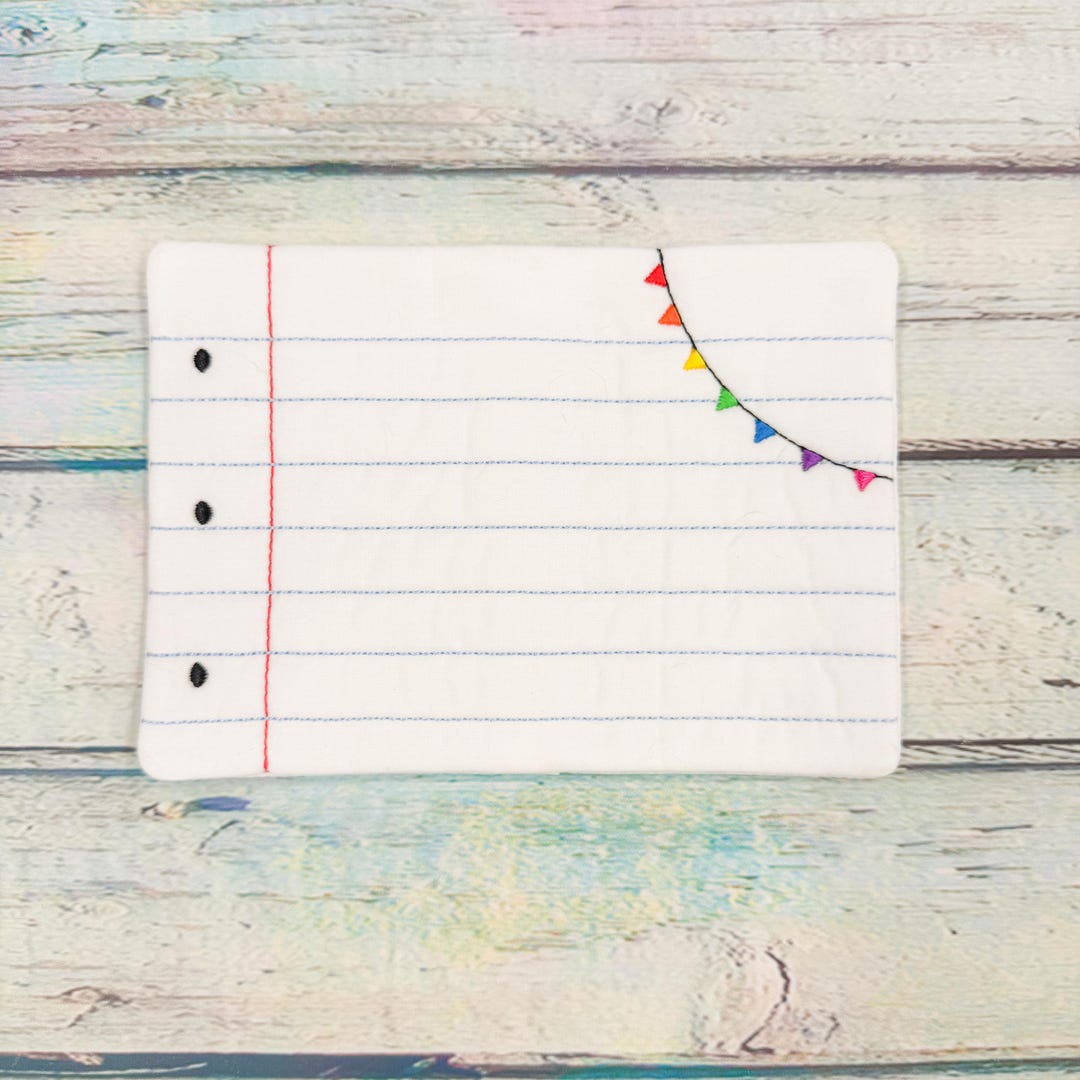 Rainbow Banner Notebook Paper Handcrafted Embroidered Mug Rug | Unique ...