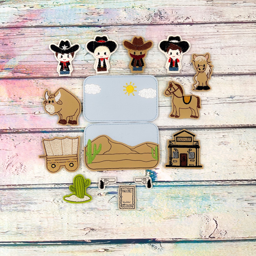 Cowboys Tin Play Set, Felty, Cowboy Felties, Fidget Toy, Quiet Time ...