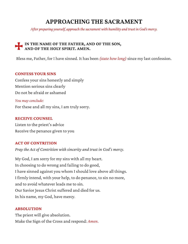 Catholic Confession Guide With Prayers (digital PDF Booklet) - Etsy Canada